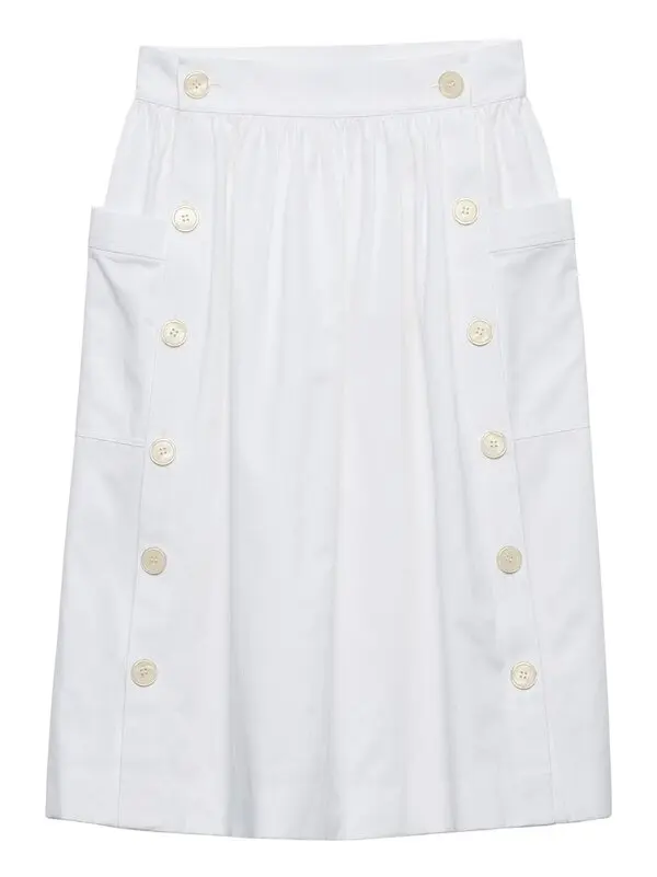 Prada Soft Cotton Gabardine Full Skirt - White