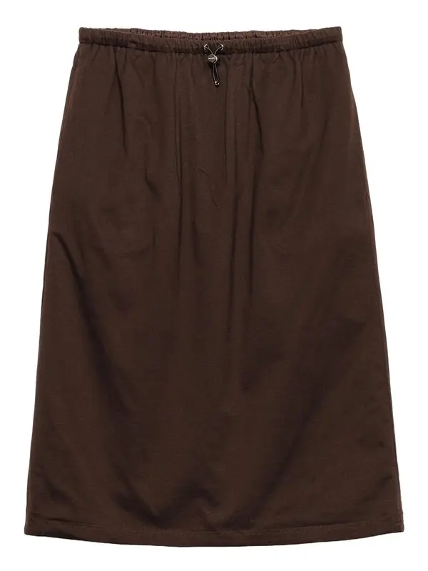 Prada Reversible Cotton Jersey And Re-nylon Skirt - Brown