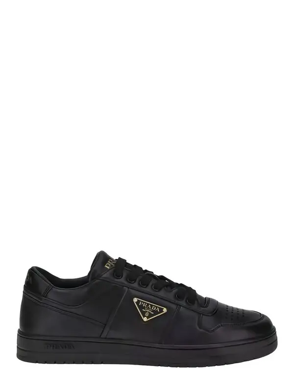 Prada Leather Logo-plaque Sneakers - Black