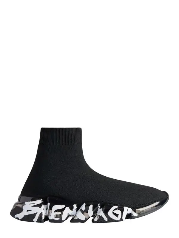 Balenciaga Speed 2.0 Graffiti Sneakers - Black/white
