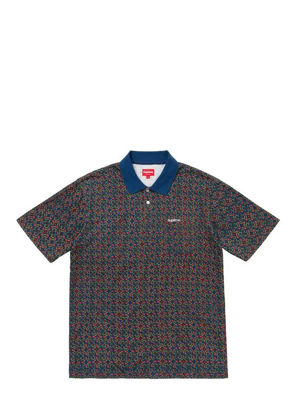Supreme Bridle Print Polo Shirt - Navy Blue
