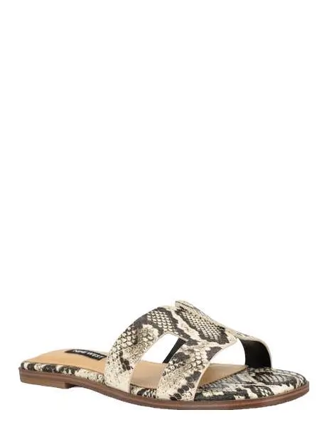 Nine West Giny Slide Sandal - Light Natural Embossed