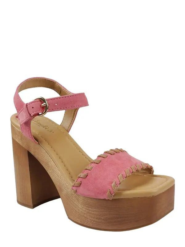 CANDIE'S Michell Platform Slide Sandal - Coral Suede