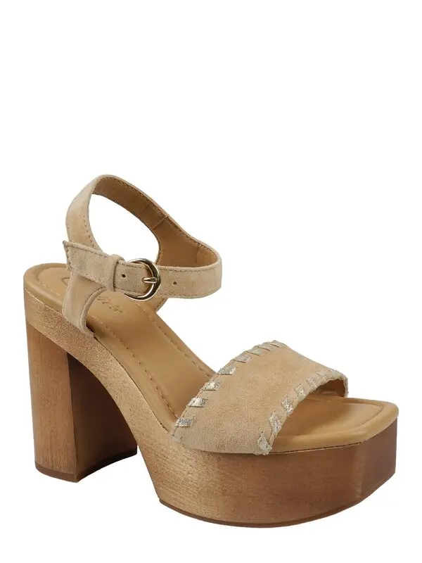 CANDIE'S Michell Platform Slide Sandal - Natural Suede