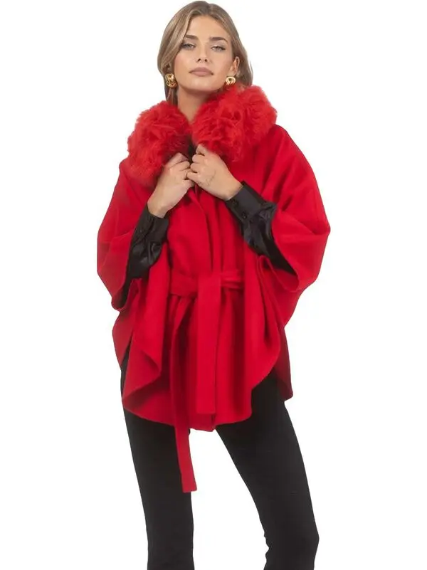Gorski Wool Belted Cape - Red
