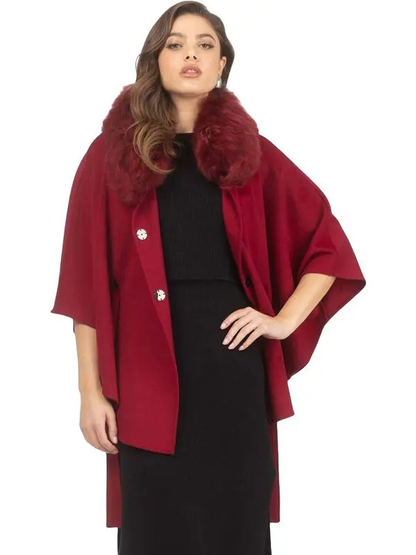 Gorski Wool Belted Cape - Wine