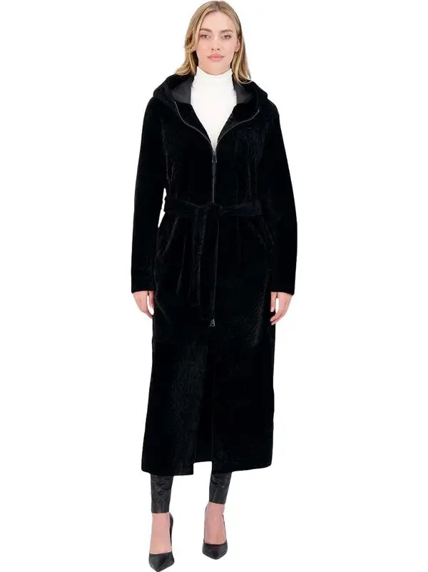 Gorski Reversible Genuine Shearling Parka - Black/black