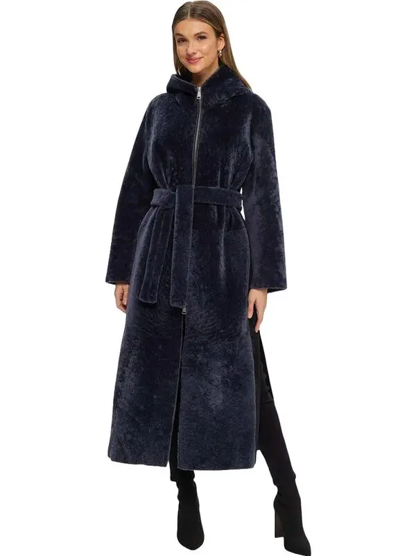 Gorski Reversible Genuine Shearling Parka - Dark Blue/dark Blue
