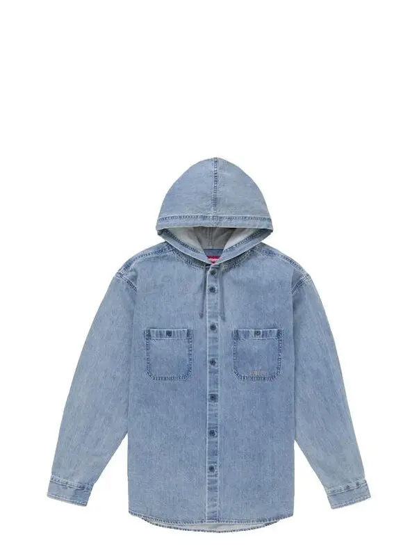 Supreme Hooded Denim Shirt - Blue
