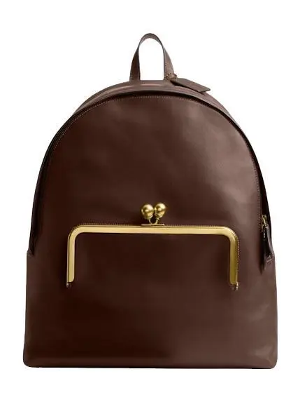 Coach Kisslock Frame Backpack - Brass/dark Brown