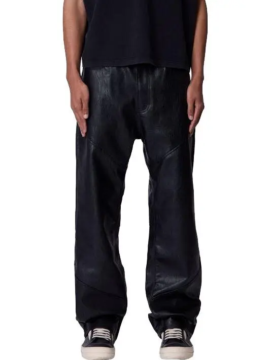 Mnml Ultra Baggy Faux Leather Pants - Black