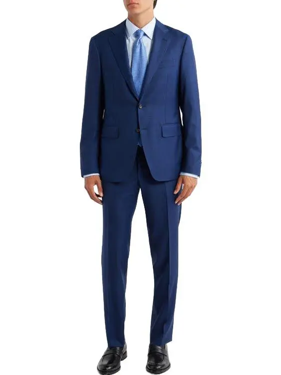 Canali Kei Trim Fit Shadow Plaid Wool Suit - Navy