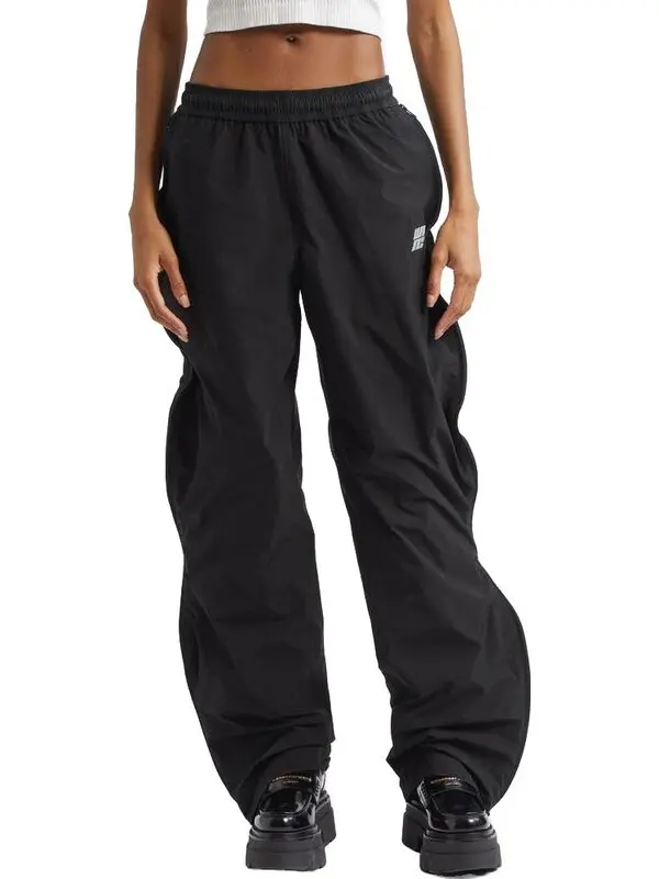 Alexander Wang Ruched Wide Leg Track Pants - Black