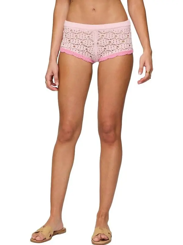 EDIKTED Elisa Open Stitch Shorts - Light-pink