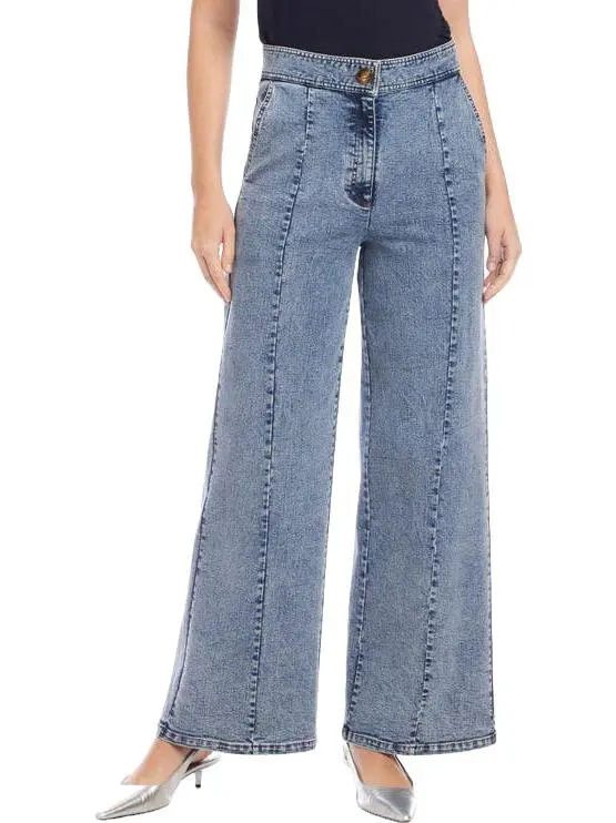 Fifteen Twenty Kristen High-waist Wide Leg Trouser Jeans - Denim