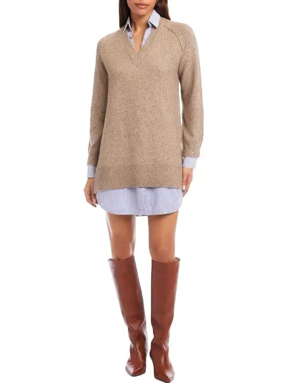 Fifteen Twenty Carrie Mixed Media Mini Dress - Wheat