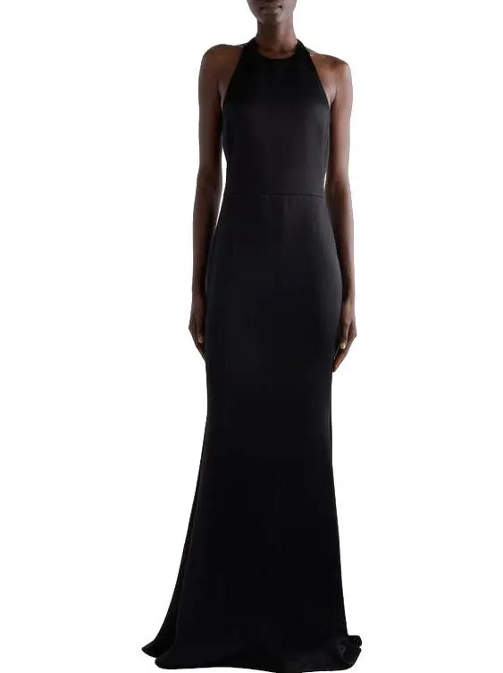 Givenchy Halter Neck Crepe Back Satin Gown - Black