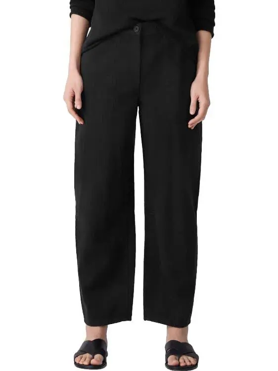 Eileen Fisher Organic Cotton Ankle Barrel Leg Pants - Black