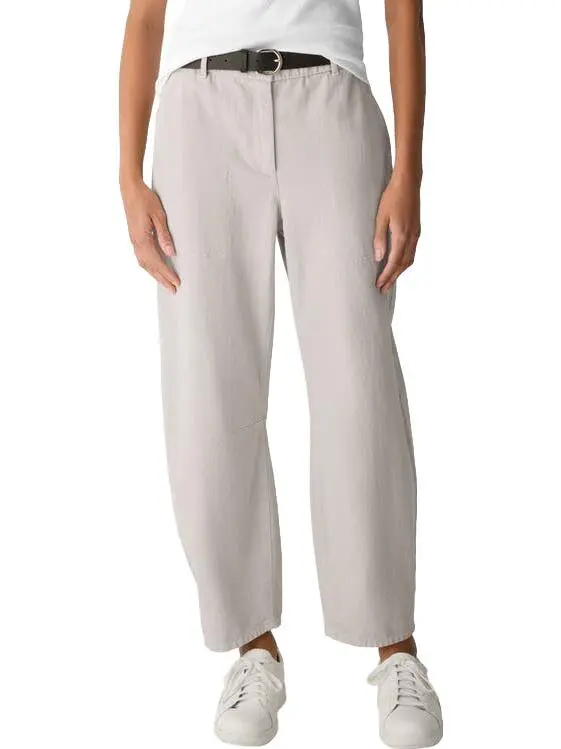 Eileen Fisher Organic Cotton Ankle Barrel Leg Pants - Papyrus