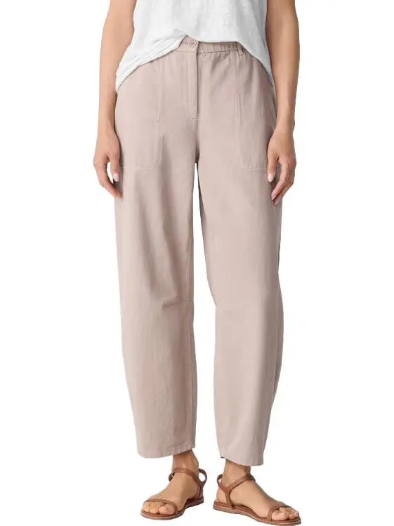 Eileen Fisher Organic Cotton Ankle Barrel Leg Pants - Wheat