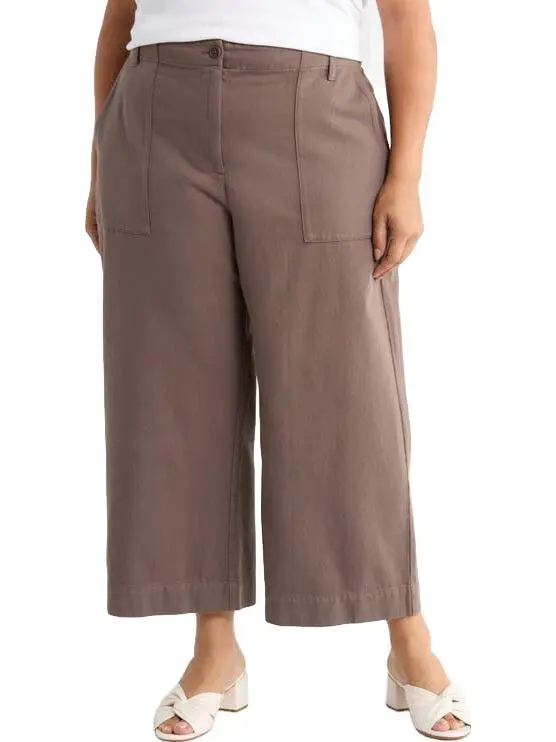 Eileen Fisher Organic Cotton Crop Wide-leg Pants - Rye
