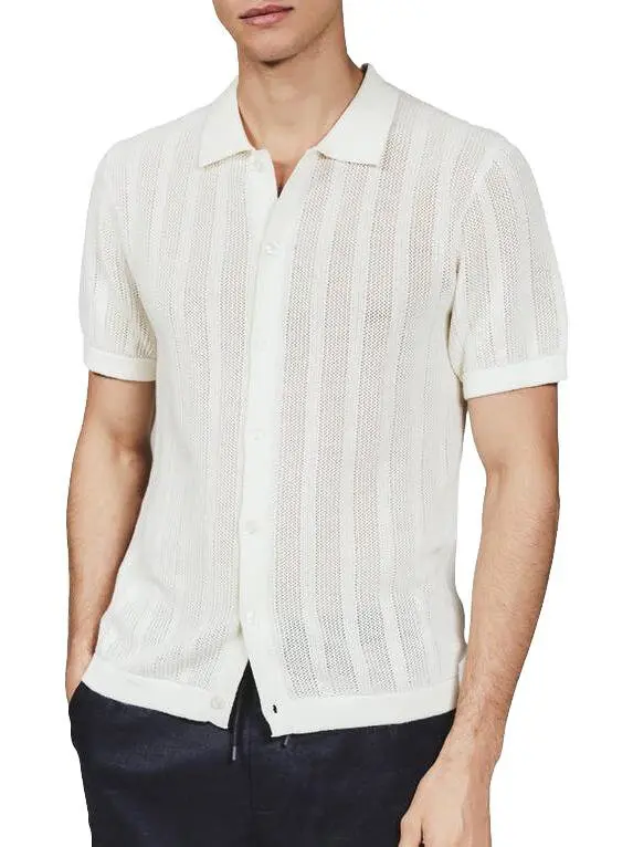 7 Diamonds Kellan Knit Short Sleeve Button-up Shirt - Natural