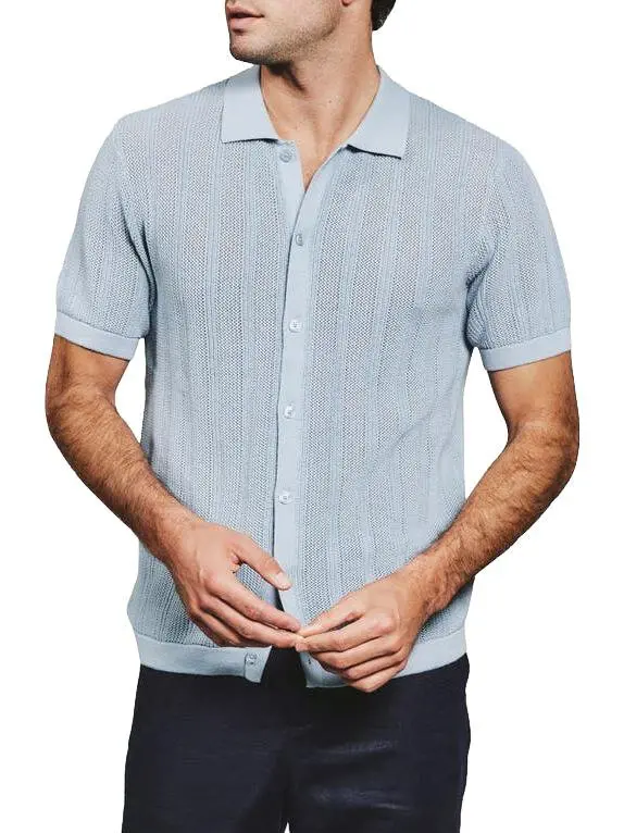 7 Diamonds Kellan Knit Short Sleeve Button-up Shirt - Powder Blue