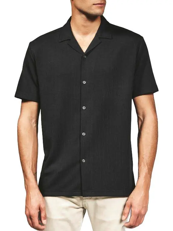 7 Diamonds Vaugh Rib Knit Camp Shirt - Black