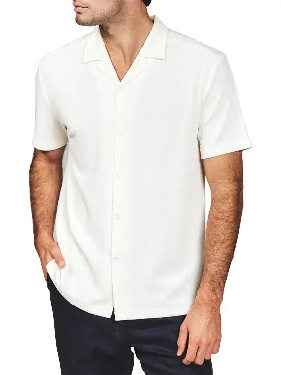 7 Diamonds Vaugh Rib Knit Camp Shirt - Ivory