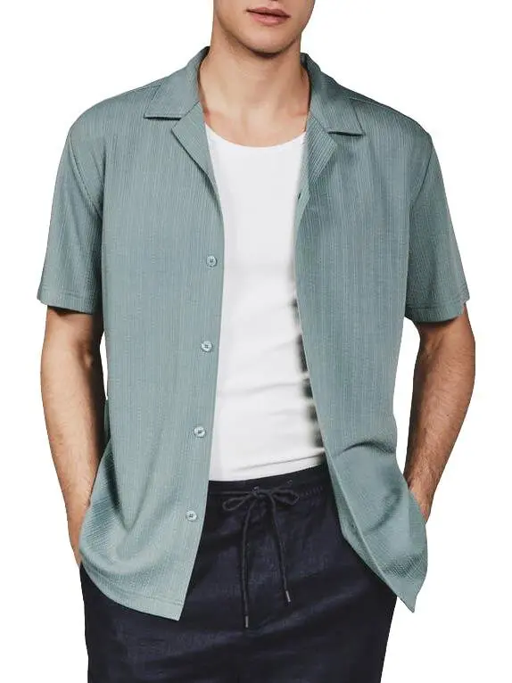 7 Diamonds Vaugh Rib Knit Camp Shirt - Seafoam