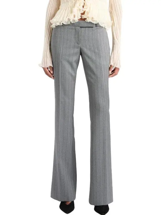 Alexander McQueen Herringbone Wool Flare Pants - Grey