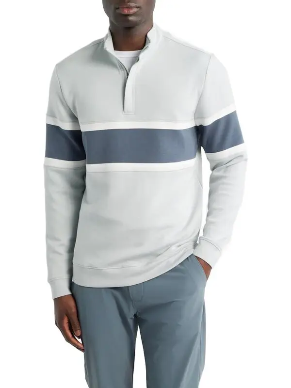 SWANNIES Owen Chest Stripe Quarter Zip - Glacier-graphite