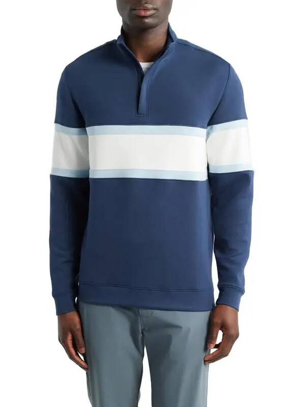 SWANNIES Owen Chest Stripe Quarter Zip - Navy-white