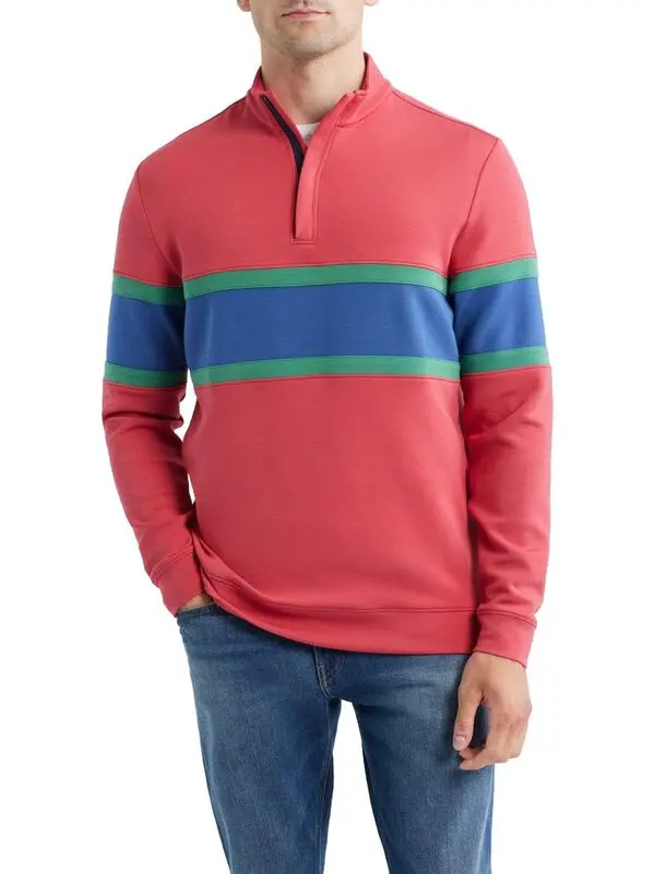 SWANNIES Owen Chest Stripe Quarter Zip - Red