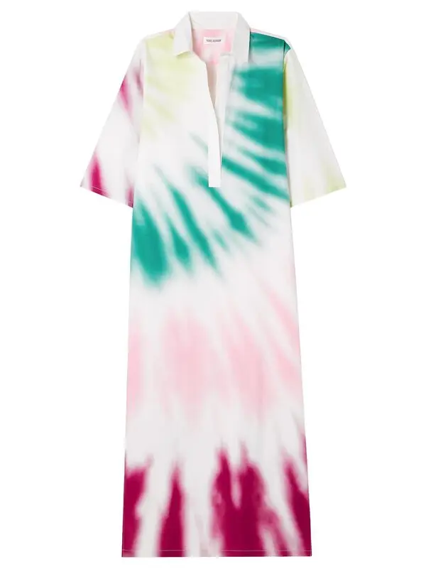 Rosie Assoulin Oversized Tie-dyed Maxi Shirt Dress - White