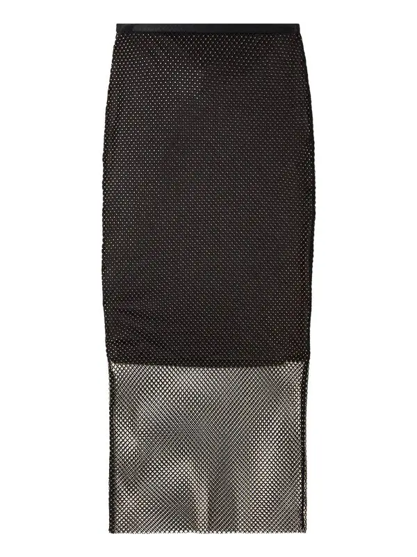 Sportmax Rete Crystal-embellished Mesh Midi Skirt - Black
