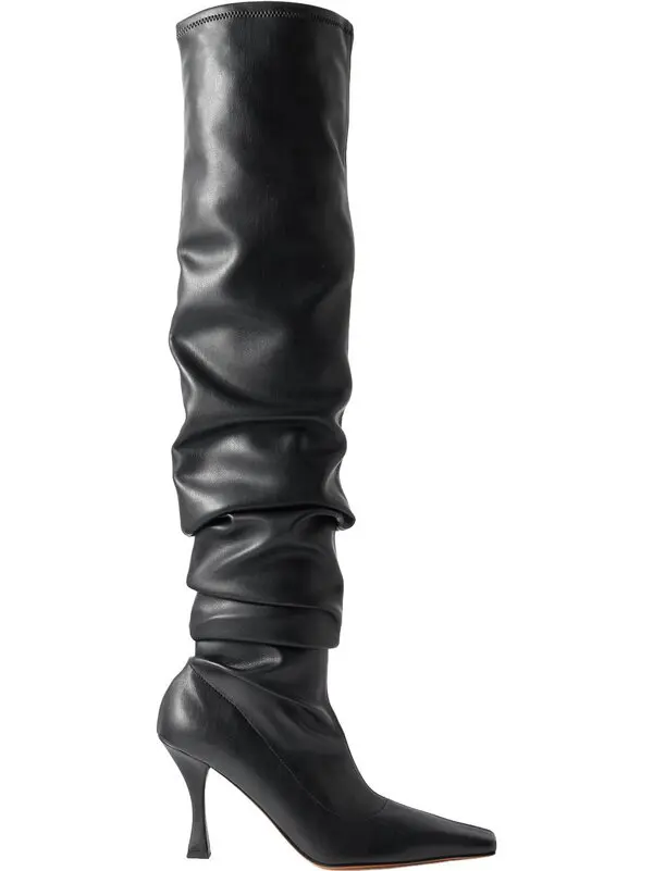 Proenza Schouler Trap Ruched Leather Over-the-knee Boots - Black