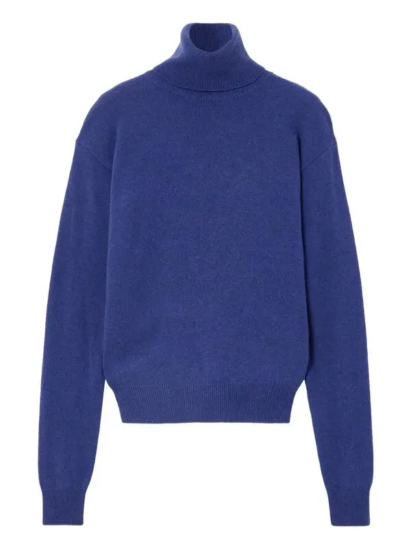 Saint Laurent Cashmere And Wool-blend Turtleneck Sweater - Blue