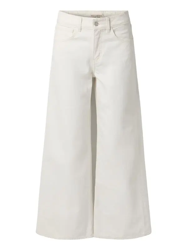 NILI LOTAN Marlene Cropped High-rise Wide-leg Jeans - Cream