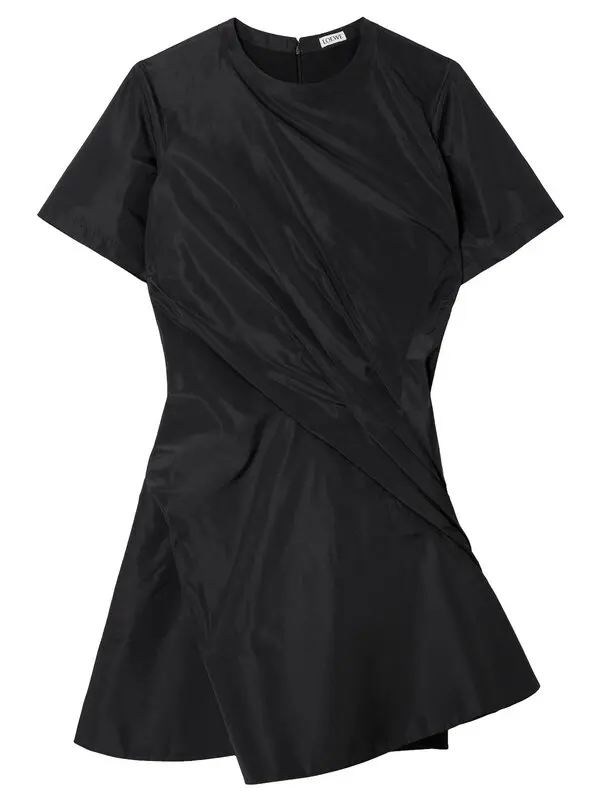 Loewe Twisted Draped Taffeta Mini Dress - Black