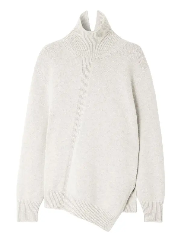 JIL SANDER Asymmetric Alpaca And Wool-blend Turtleneck Sweater - Gray