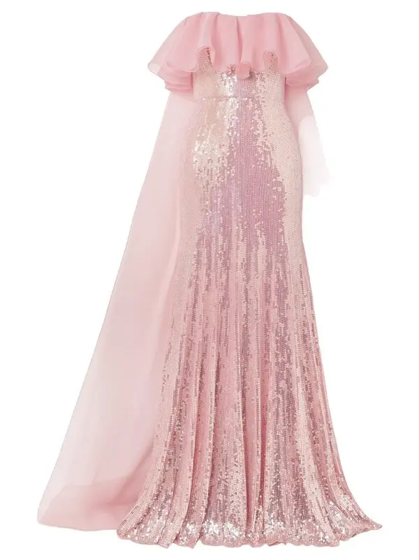 Jenny Packham Galactic Strapless Sequin Gown - Pink