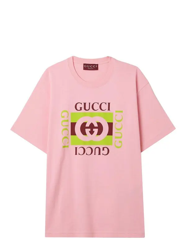 Gucci Oversized Printed Cotton-jersey T-shirt - Pink