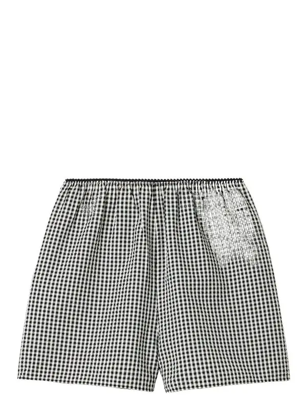 DÔEN Larena Gingham Recycled-seersucker Shorts - Black
