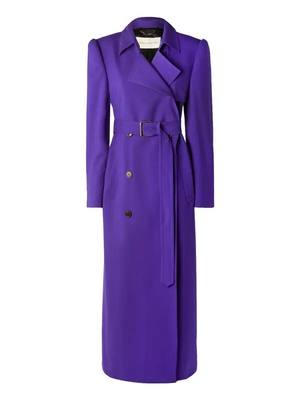 Dries Van Noten Double-breasted Belted Wool-blend Coat - Purple