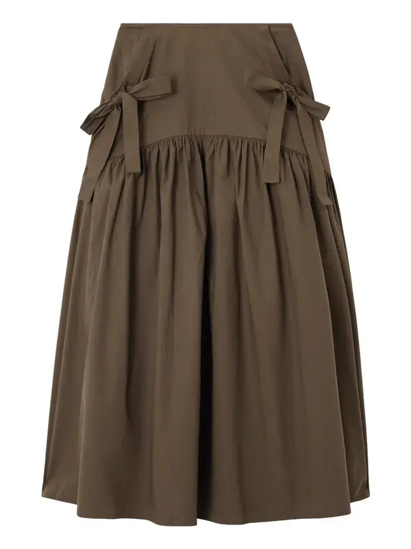 Cecilie Bahnsen Justice Gathered Midi Skirt With Bow Detail - Brown