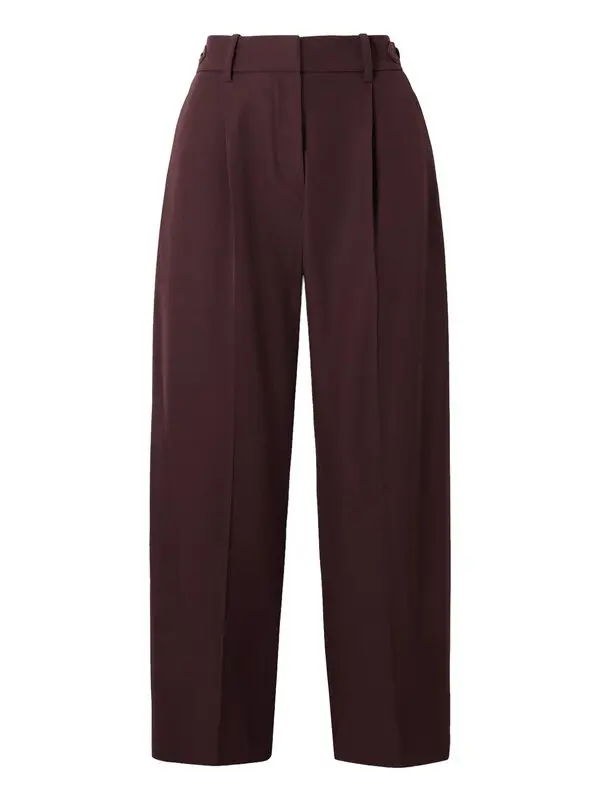 Brunello Cucinelli Pleated Tapered Twill Pants - Burgundy