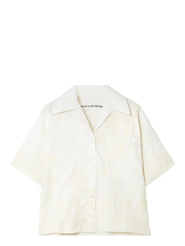 Alix Of Bohemia Stevie Embroidered Cotton Shirt - Neutrals