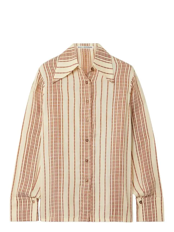 Alix Of Bohemia Dana Striped Woven Shirt - Neutrals