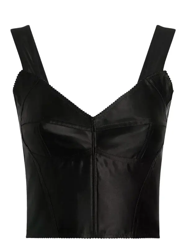 Dolce & Gabbana Elastic Satin Top - Black
